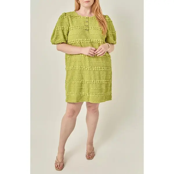 English Factory Smocked Mini Dress - Pistachio
