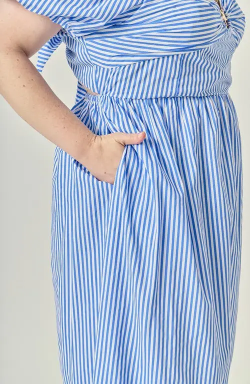 English Factory Striped Puff Sleeve Maxi Dress With Starfish Detail