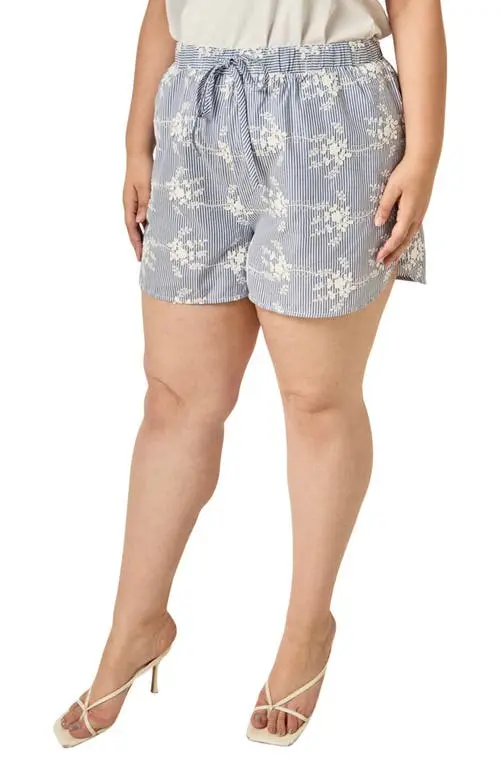 English Factory Embroidered Striped Shorts