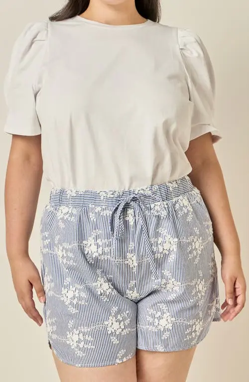 English Factory Embroidered Striped Shorts