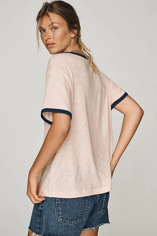 PILCRO Cotton Heritage Ringer Tee With Graphic Detail