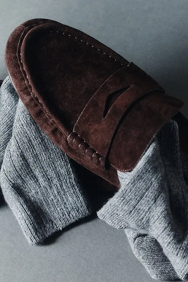 BIBI LOU Classic Ruched Suede Loafers - Marron Suede