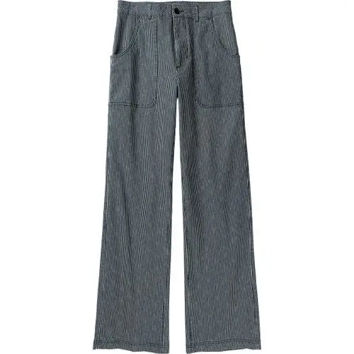 BACKCOUNTRY Venture Wide Leg Pant - Midnight Blue Micro Stripe
