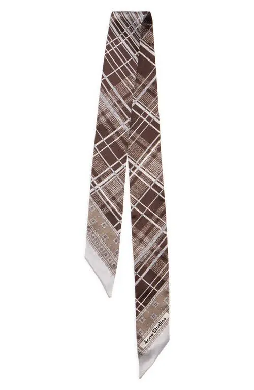Acne Studios Volta Bandeau Check Skinny Organic Silk Scarf - Grey/brown