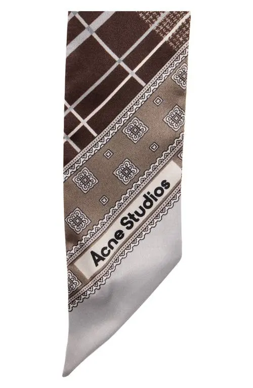 Acne Studios Volta Bandeau Check Skinny Organic Silk Scarf
