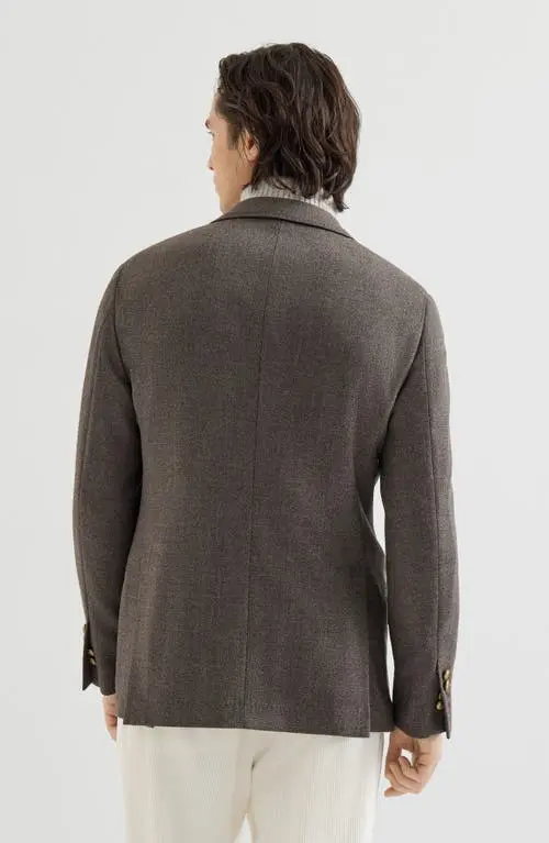 Brunello Cucinelli Mouliné Virgin Wool Twill Deconstructed Cavallo Blazer