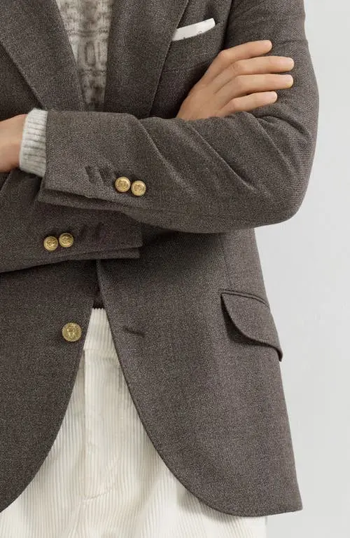 Brunello Cucinelli Mouliné Virgin Wool Twill Deconstructed Cavallo Blazer