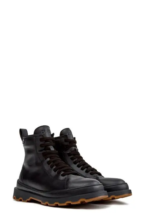 Camper Brutus Lace Up Leather Bootie With Lug Sole