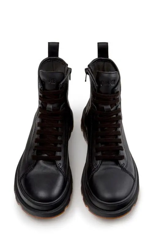 Camper Brutus Lace Up Leather Bootie With Lug Sole