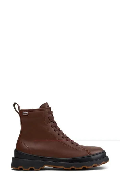 Camper Brutus Lace Up Leather Bootie With Lug Sole - Medium Brown