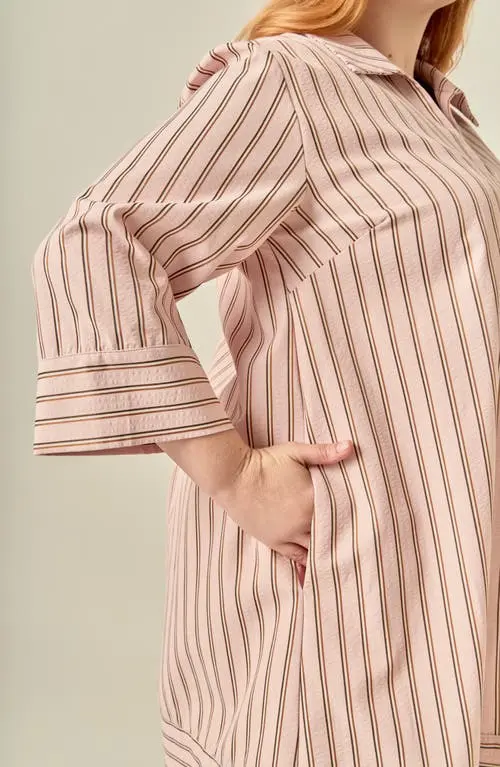 English Factory Striped Collared Shift Dress