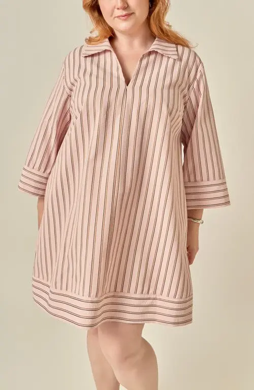 English Factory Striped Collared Shift Dress