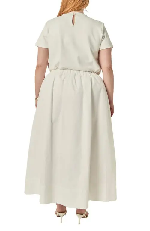 English Factory Appliquéd Floral Midi Skirt