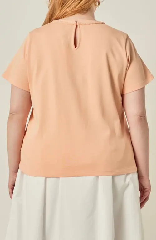 English Factory Embellished Bow Cotton T-shirt - Peach
