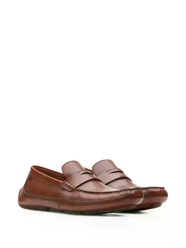 Clarks Markman Way Leather Loafers - Brown