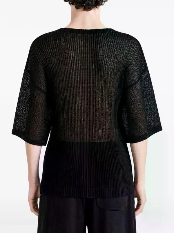 Issey Miyake Pleated Semi-sheer T-shirt - Black