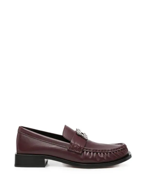 ROGER VIVIER Viv Moc Strass Leather Loafers - Multicolor