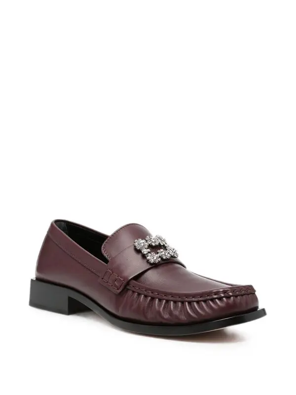 ROGER VIVIER Viv Moc Strass Leather Loafers - Multicolor