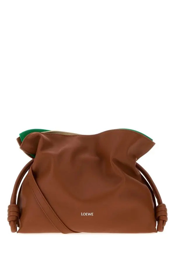 Loewe Caramel Leather Layered Flamenco Clutch - Brown