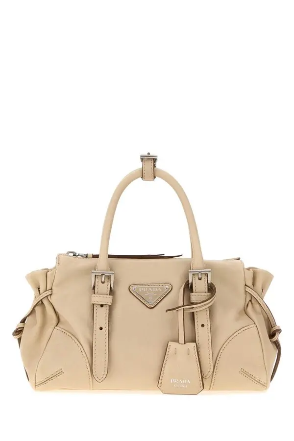 Prada Sand Leather Small Karin Handbag - Brown