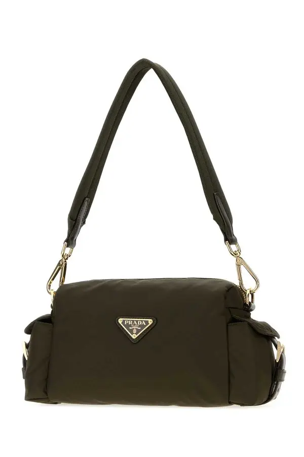 Prada Olive Canvas Shoulder Bag