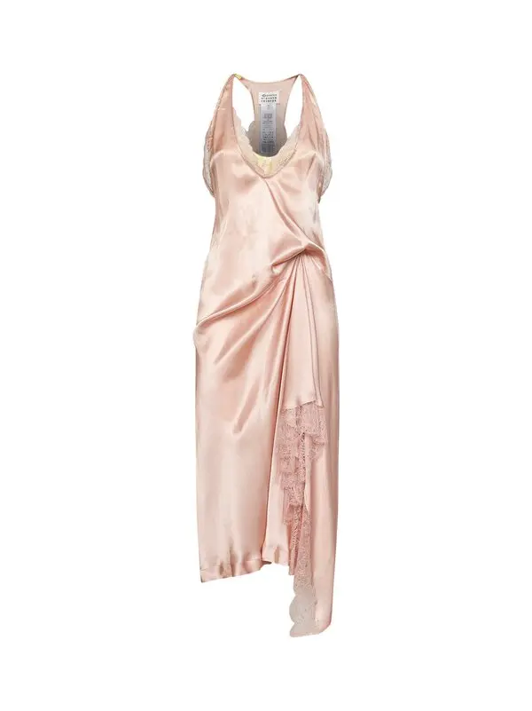 MAISON MARGIELA Satin And Lace Midi Slip Dress - Multicolor