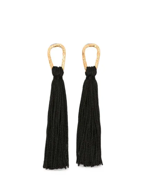 FORTE_FORTE Tasseled Drop Earrings With Hammered Gold-tone Hardware - Multicolor