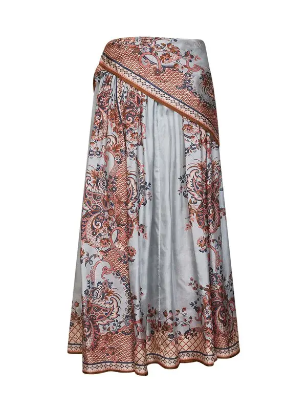 Zimmermann Blue Floral Paisley-print Silk Habotai Aster Scarf Midi Skirt - Multicolor