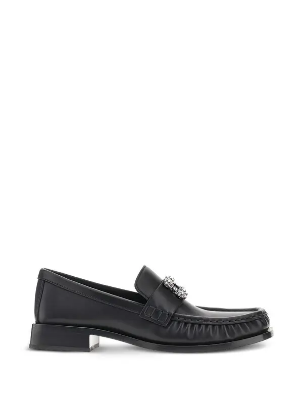 ROGER VIVIER Viv Moc Strass Leather Loafers - Multicolor