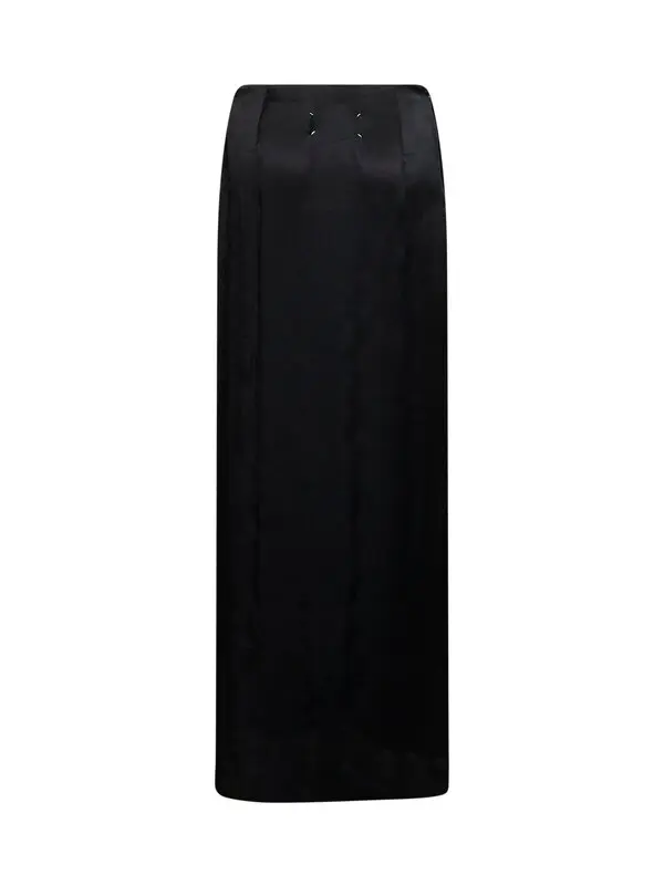 MAISON MARGIELA Black Satin Draped Maxi Skirt