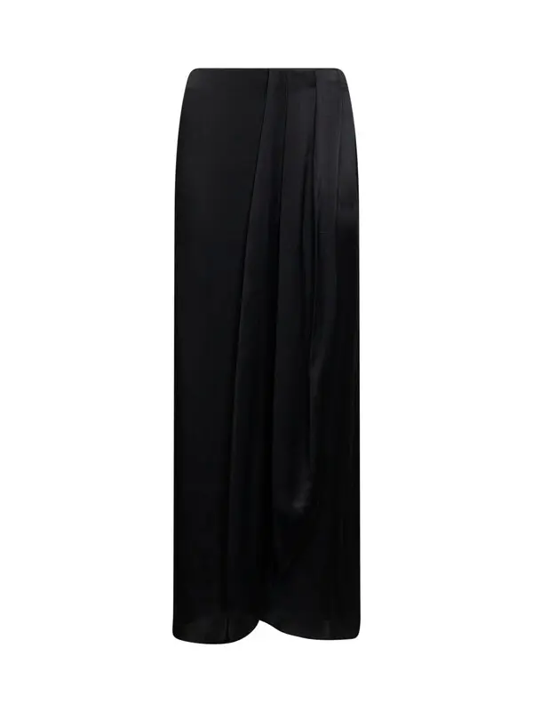 MAISON MARGIELA Black Satin Draped Maxi Skirt - Multicolor