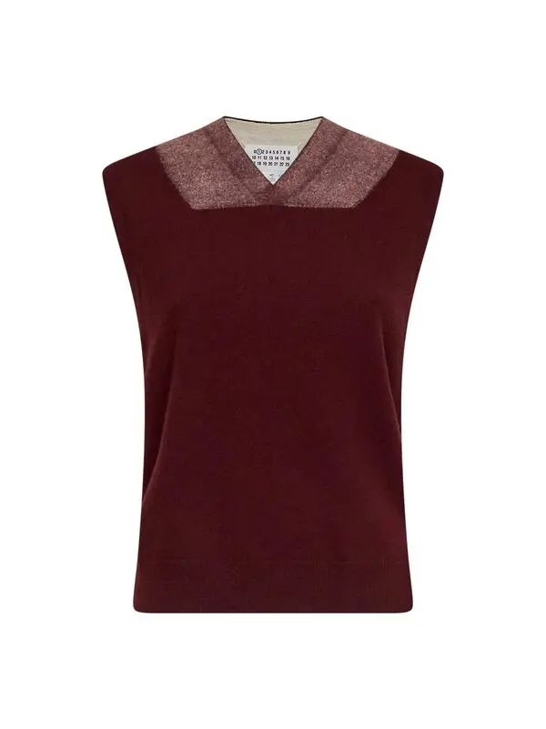 MAISON MARGIELA Burgundy Virgin Wool Fuse Knit Vest - Multicolor