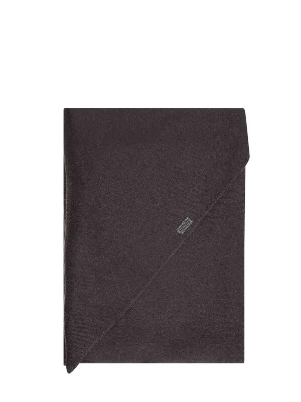 Brunello Cucinelli Coffee Cashmere Large Scarf With Monili