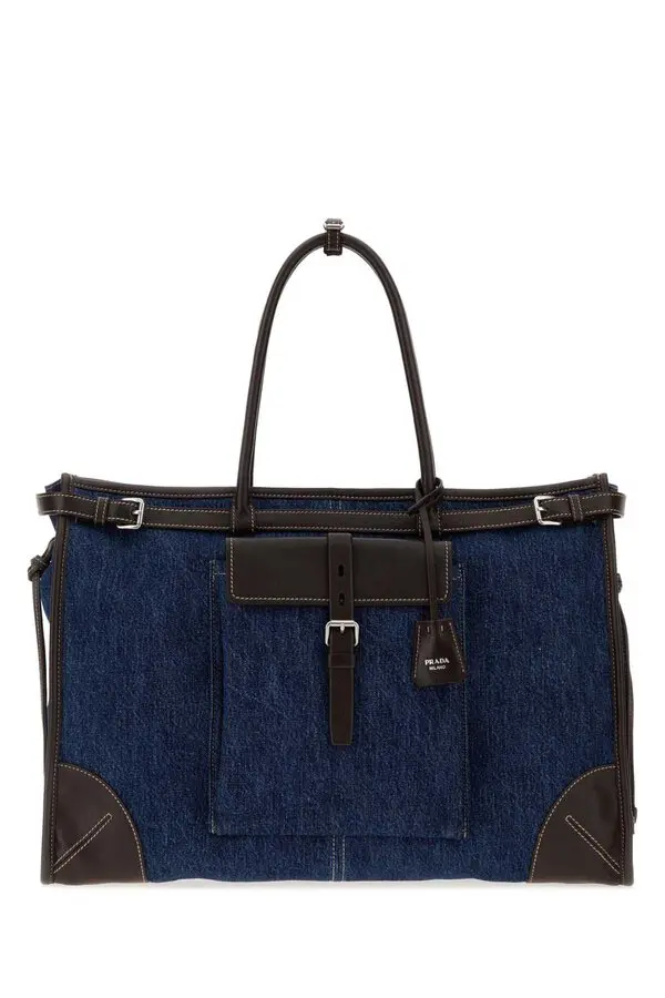 Prada Denim Shopping Bag - Blue
