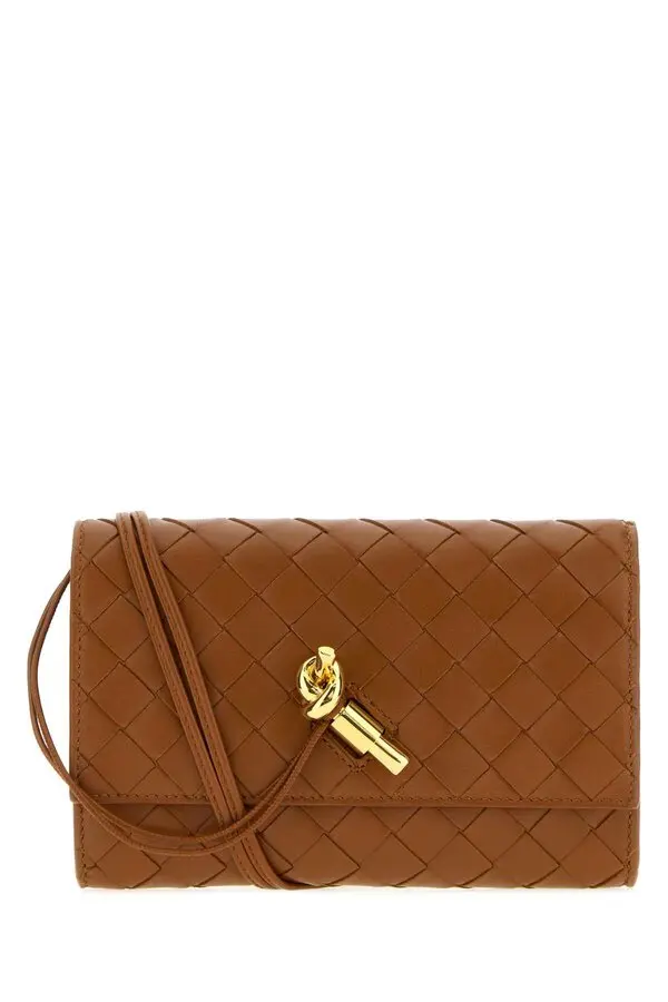 Bottega Veneta Camel Nappa Leather Andiamo Crossbody Bag - Brown