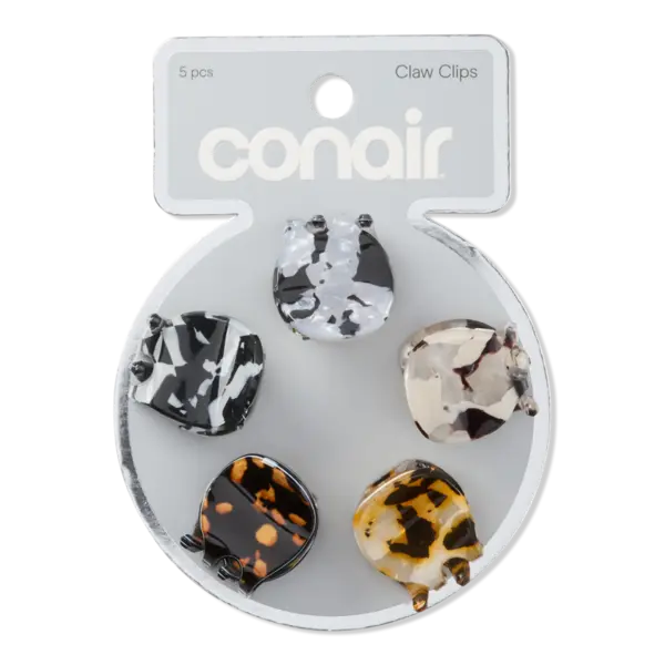 Conair Accessories Mini Acrylic Claw Clips, Set Of 5 - One-color