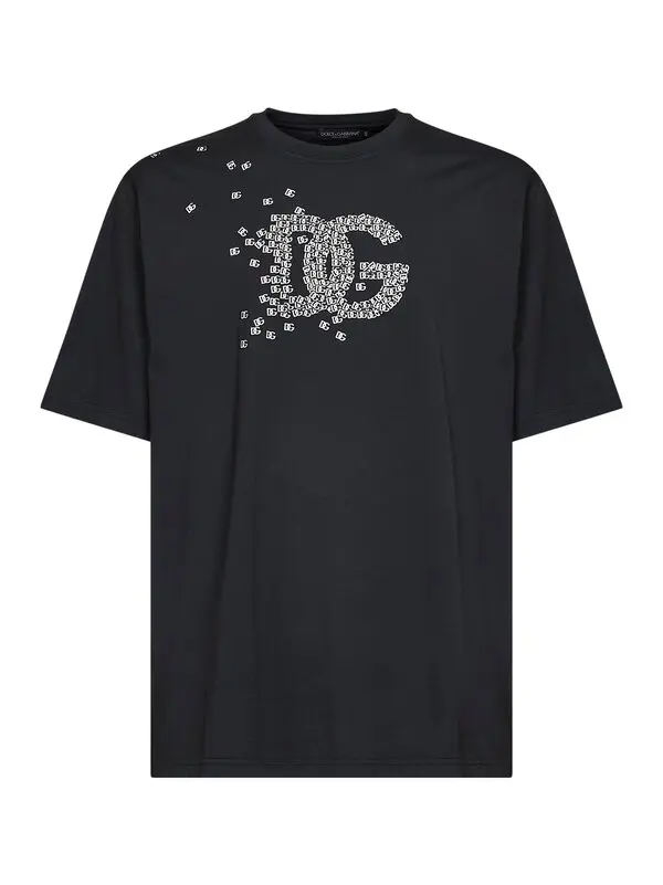 Dolce & Gabbana Black Cotton Logo-printed T-shirt - Multicolor