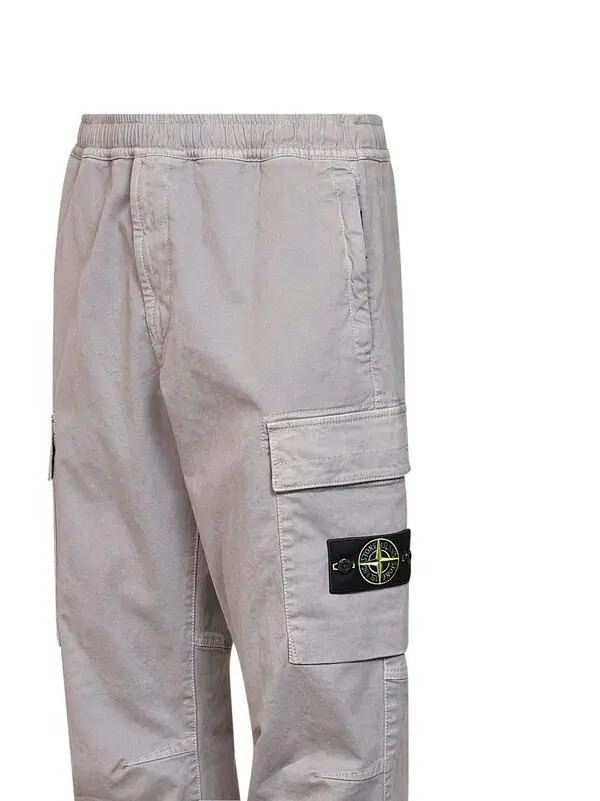 Stone Island Grey Organic Stretch Broken Twill Cargo Trousers