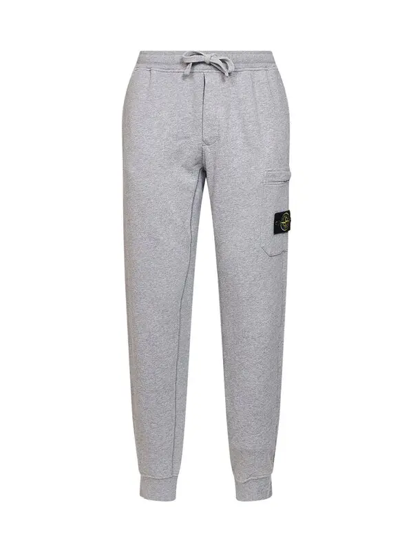 Stone Island Grey Mélange Organic Cotton Fleece Joggers