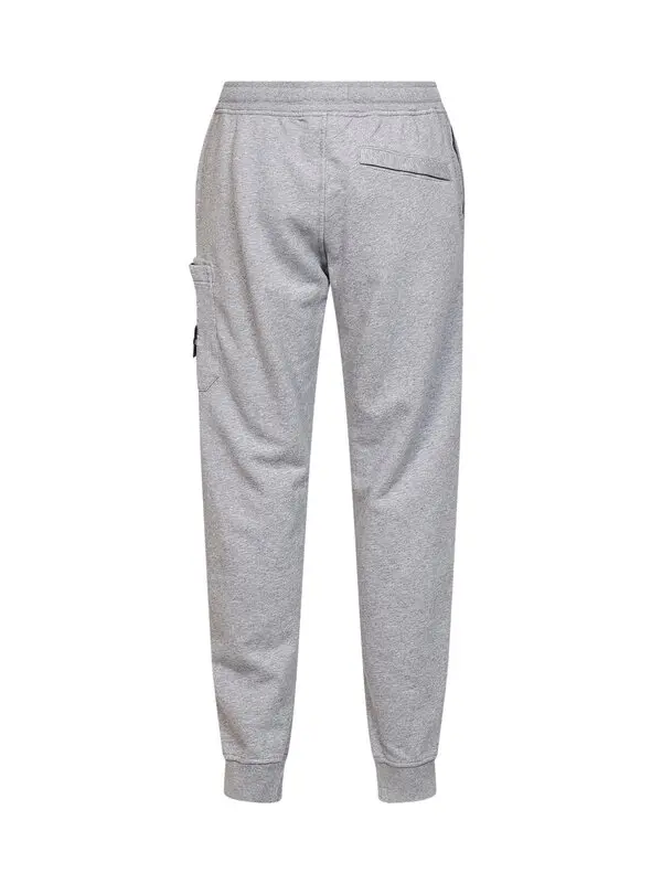 Stone Island Grey Mélange Organic Cotton Fleece Joggers