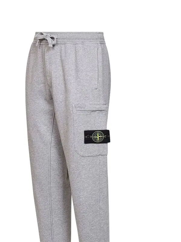 Stone Island Grey Mélange Organic Cotton Fleece Joggers