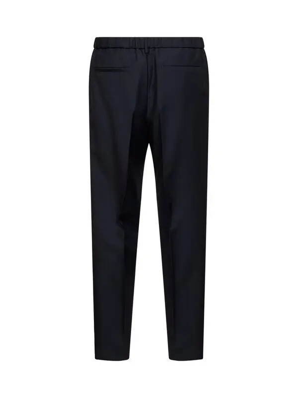 JIL SANDER Dark Blue Wool And Mohair Tapered Trousers