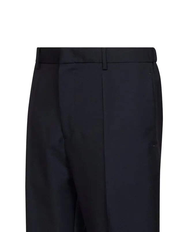 JIL SANDER Dark Blue Wool And Mohair Tapered Trousers