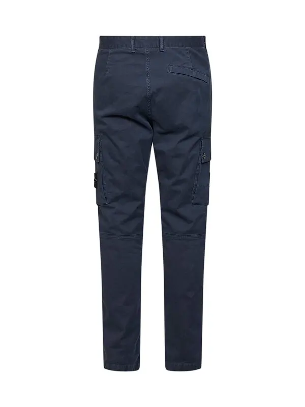Stone Island Blue Organic Stretch Broken Twill Cargo Trousers