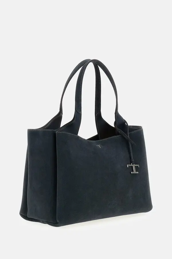TOD'S Medium Suede Apa Double Handle Bag With Pendant - Multicolor