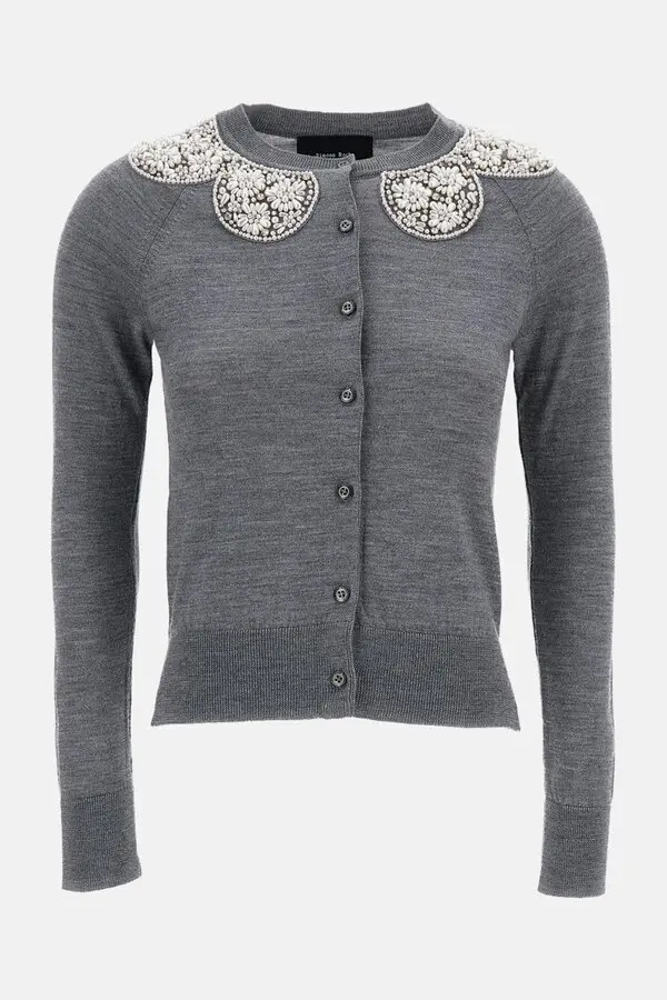 Simone Rocha Merino Silk Embroidered Cardigan - Multicolor