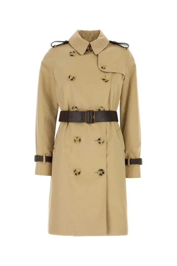 Burberry Beige Twill Trench Coat - Brown