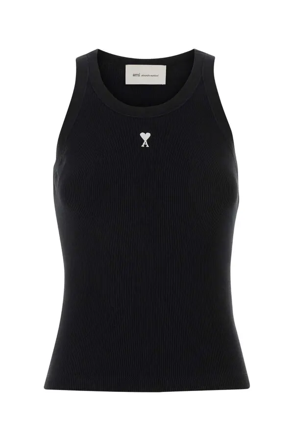 AMI Paris Stretch Cotton Tank Top - Black