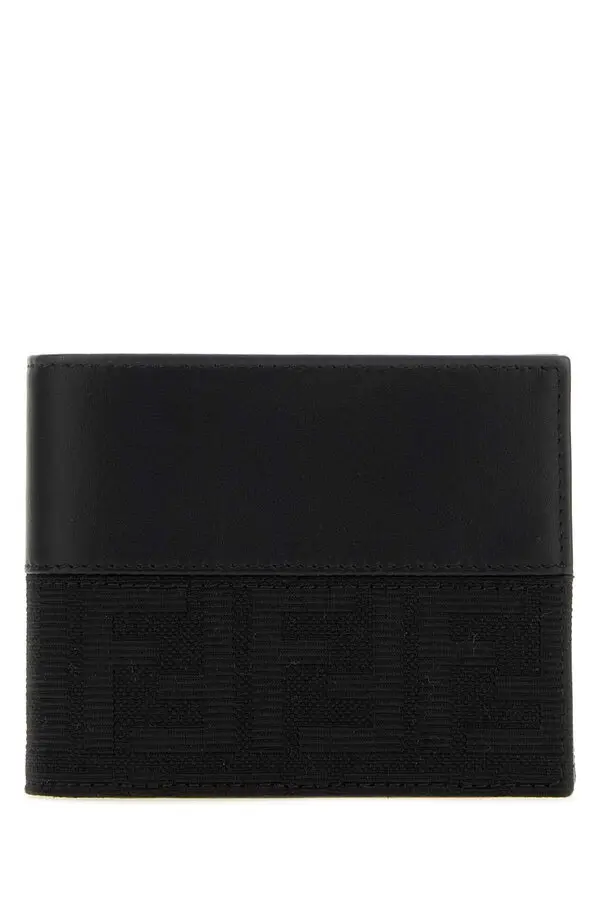 Fendi Jacquard And Leather Ff Wallet - Black