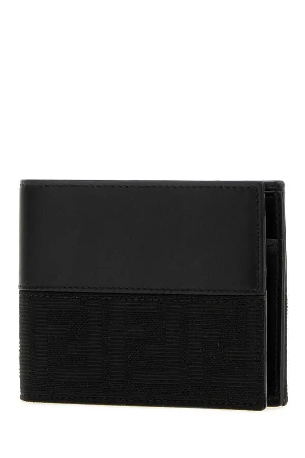 Fendi Jacquard And Leather Ff Wallet - Black